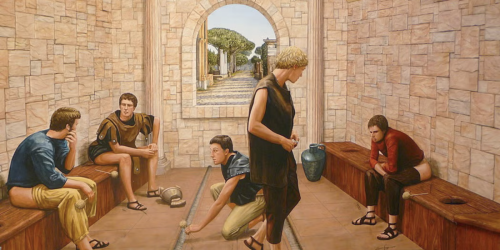 An Ancient Roman communal latrine where they used and often shared ...